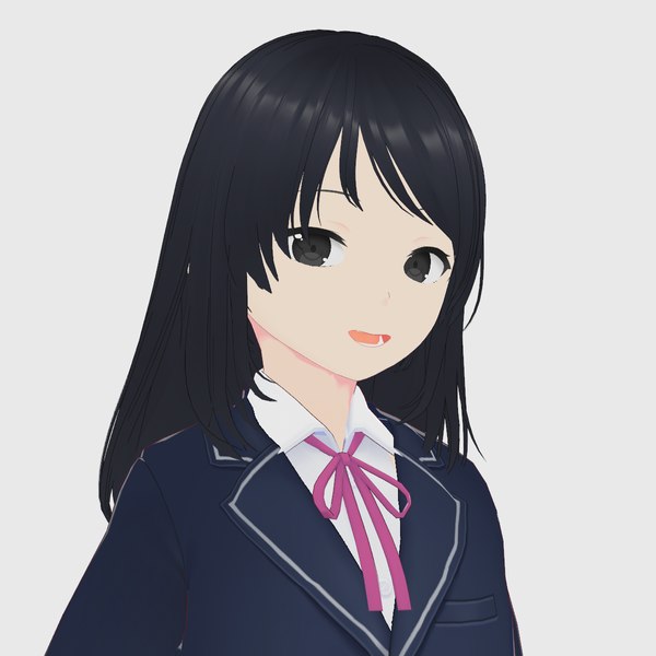 modelo 3d GameReady - NPC Mob Anime japonés Chica de secundaria Hikari ...