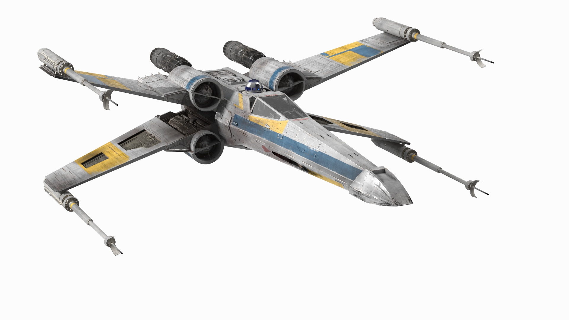 3D Space Fighter X-Wing Starship With R2-D2 Rigged For Cinema 4D Model ...