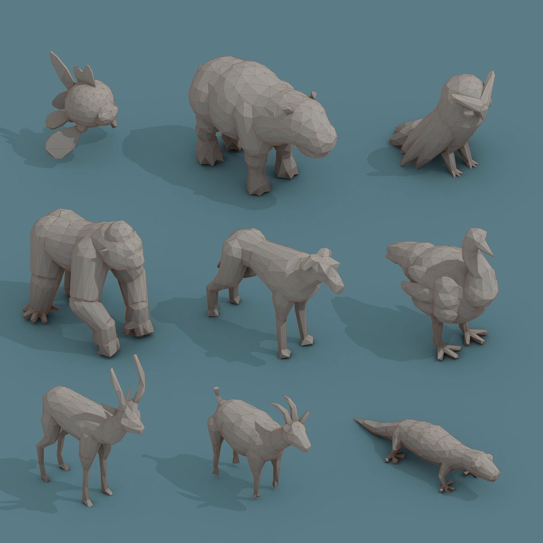 3D Low Poly Art Animals Isometric Icon Pack 08 - TurboSquid 1760149