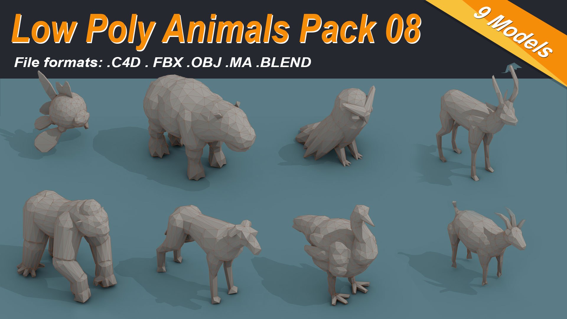 3D Low Poly Art Animals Isometric Icon Pack 08 - TurboSquid 1760149