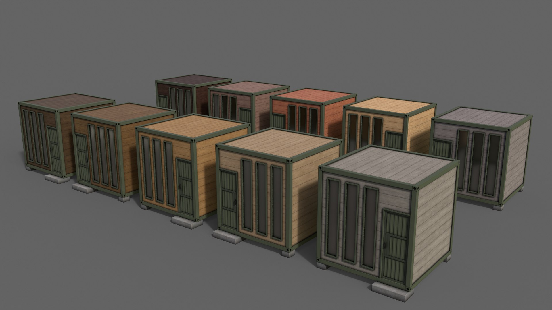 PBR Container House AC V4 Model - TurboSquid 2081583