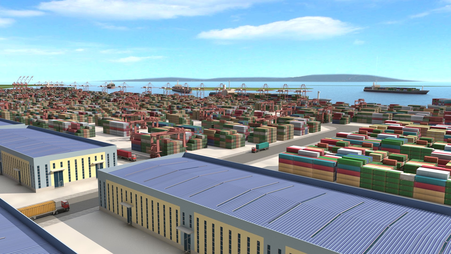 3D Container Terminal 01 Model - TurboSquid 2207620