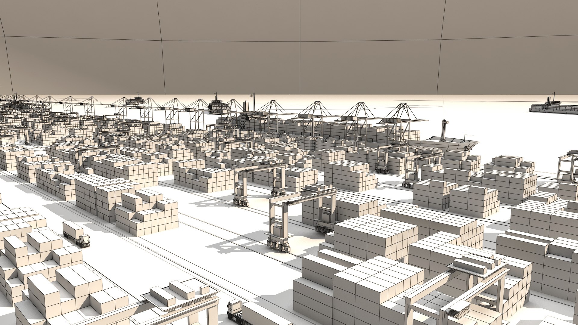 3D Container Terminal 01 Model - TurboSquid 2207620