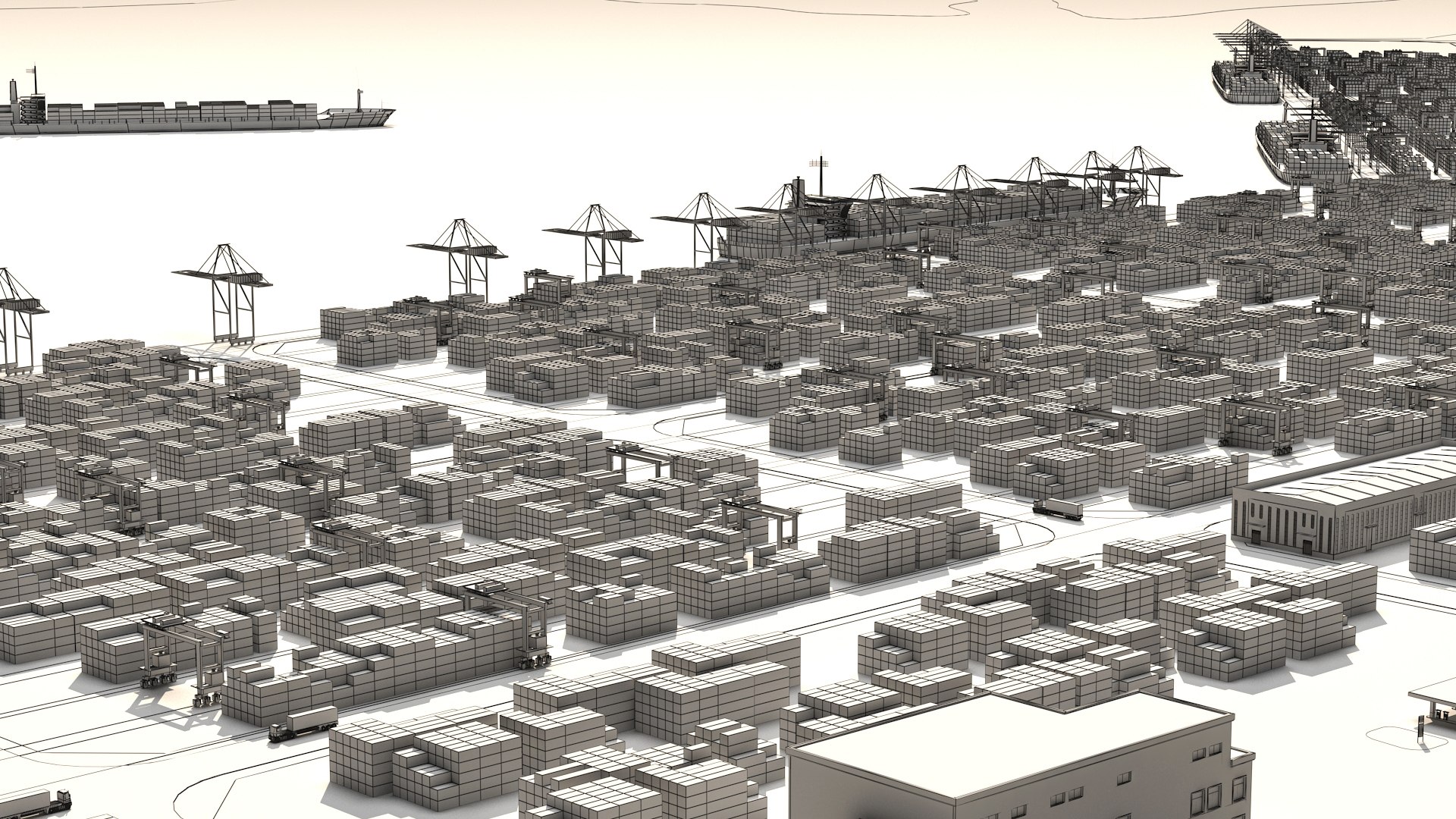 3D Container Terminal 01 Model - TurboSquid 2207620