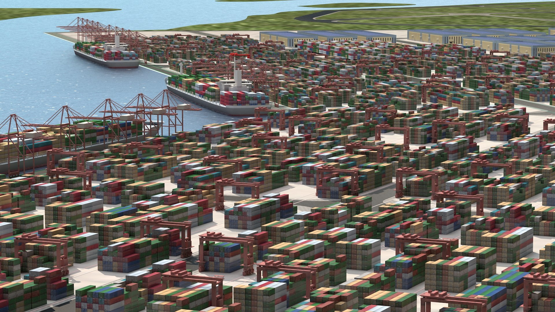 3D Container Terminal 01 Model - TurboSquid 2207620