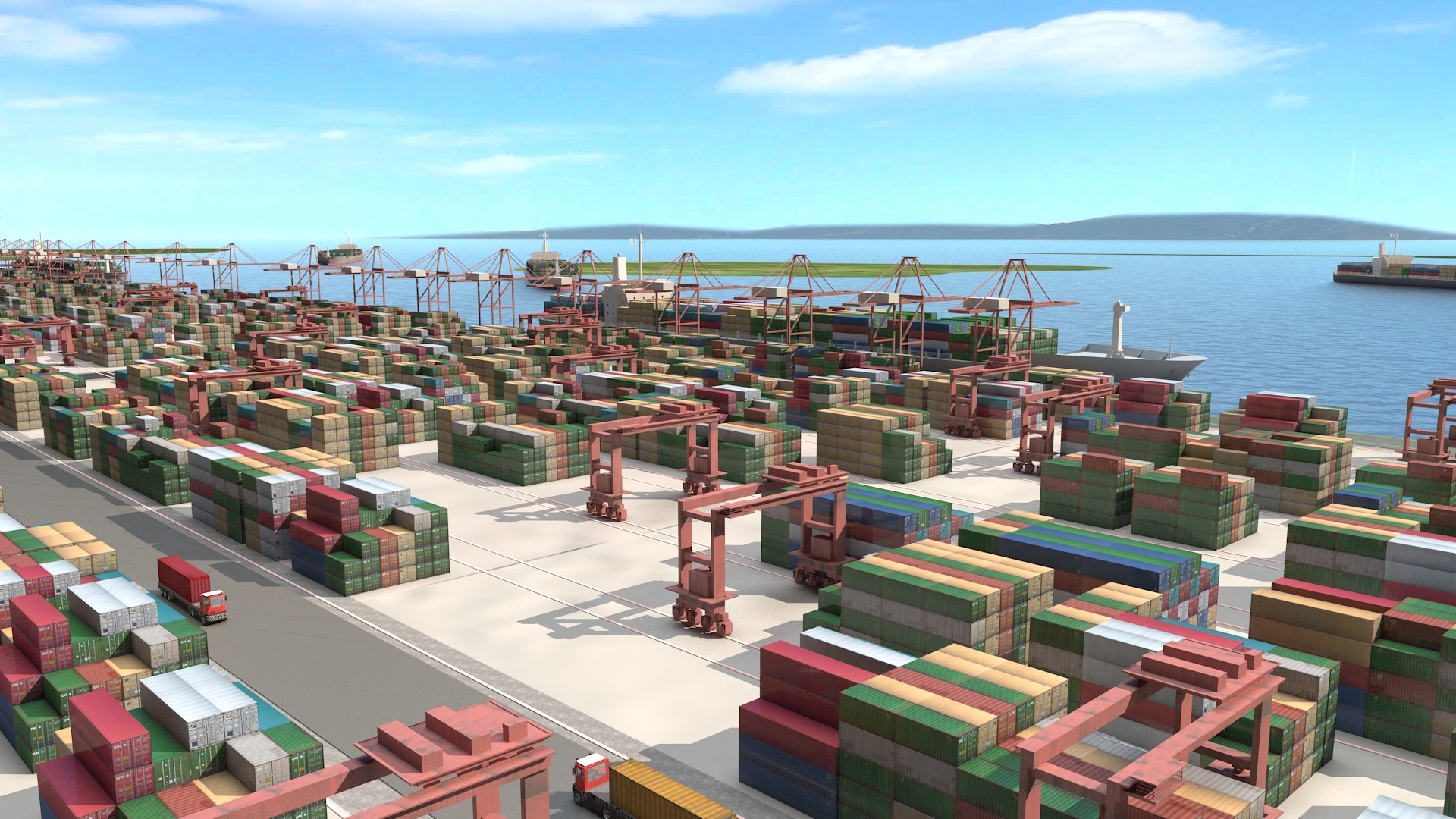 3D Container Terminal 01 Model - TurboSquid 2207620