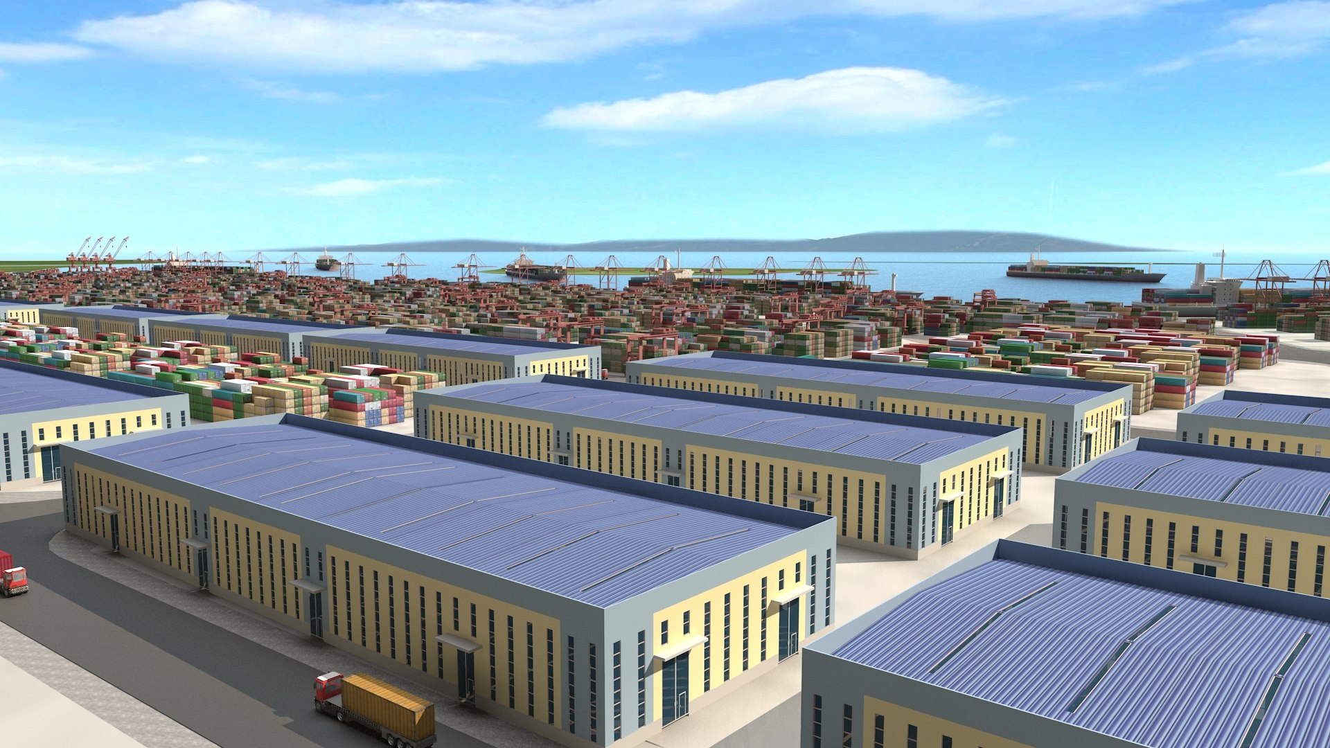3D Container Terminal 01 Model - TurboSquid 2207620