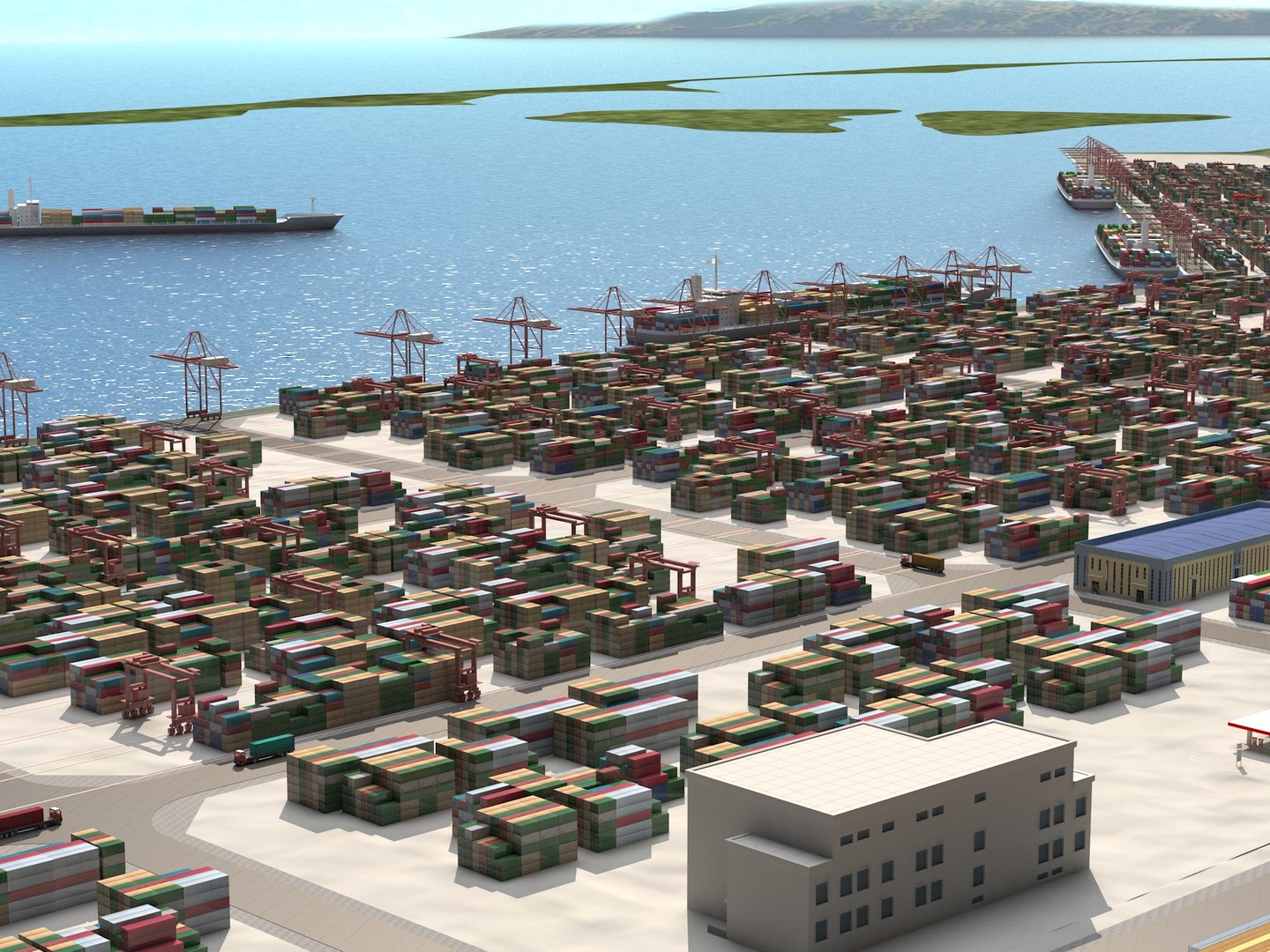 3D Container Terminal 01 Model - TurboSquid 2207620