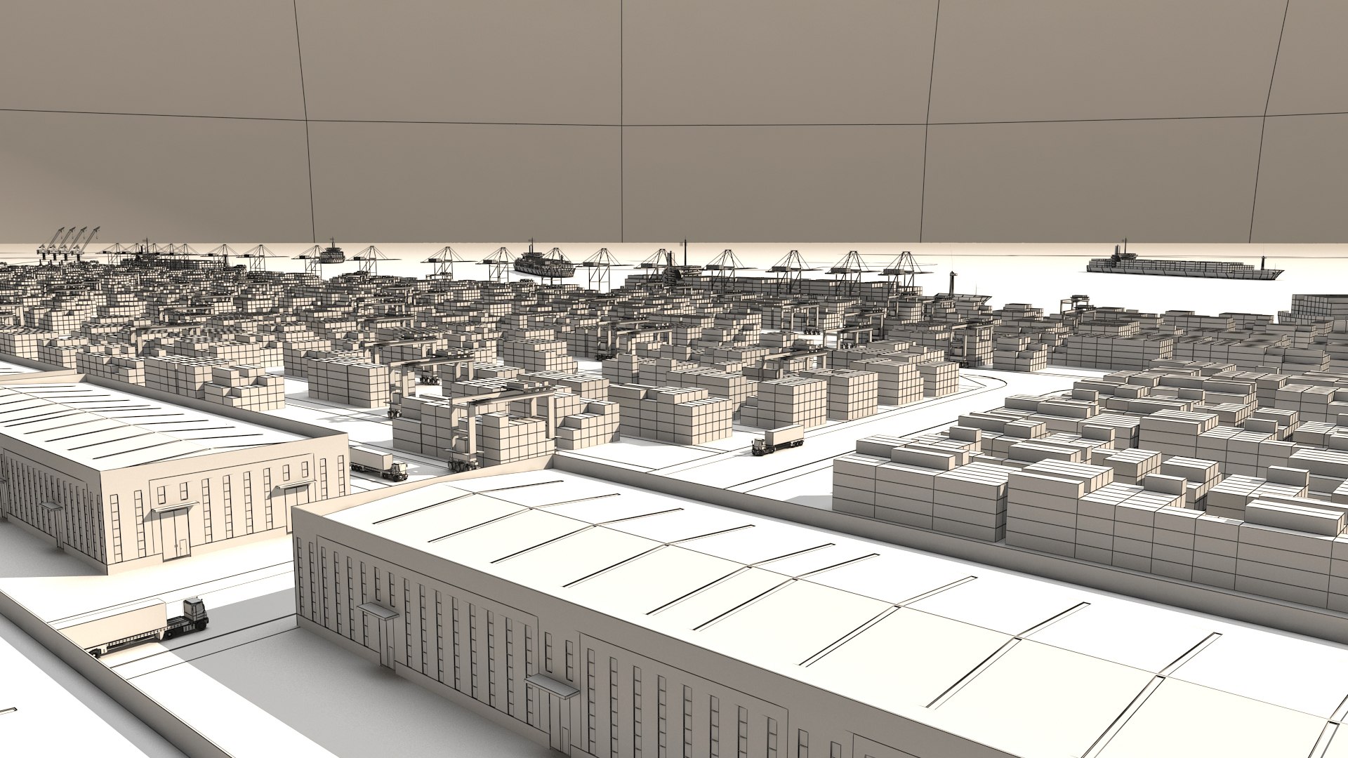 3D Container Terminal 01 Model - TurboSquid 2207620