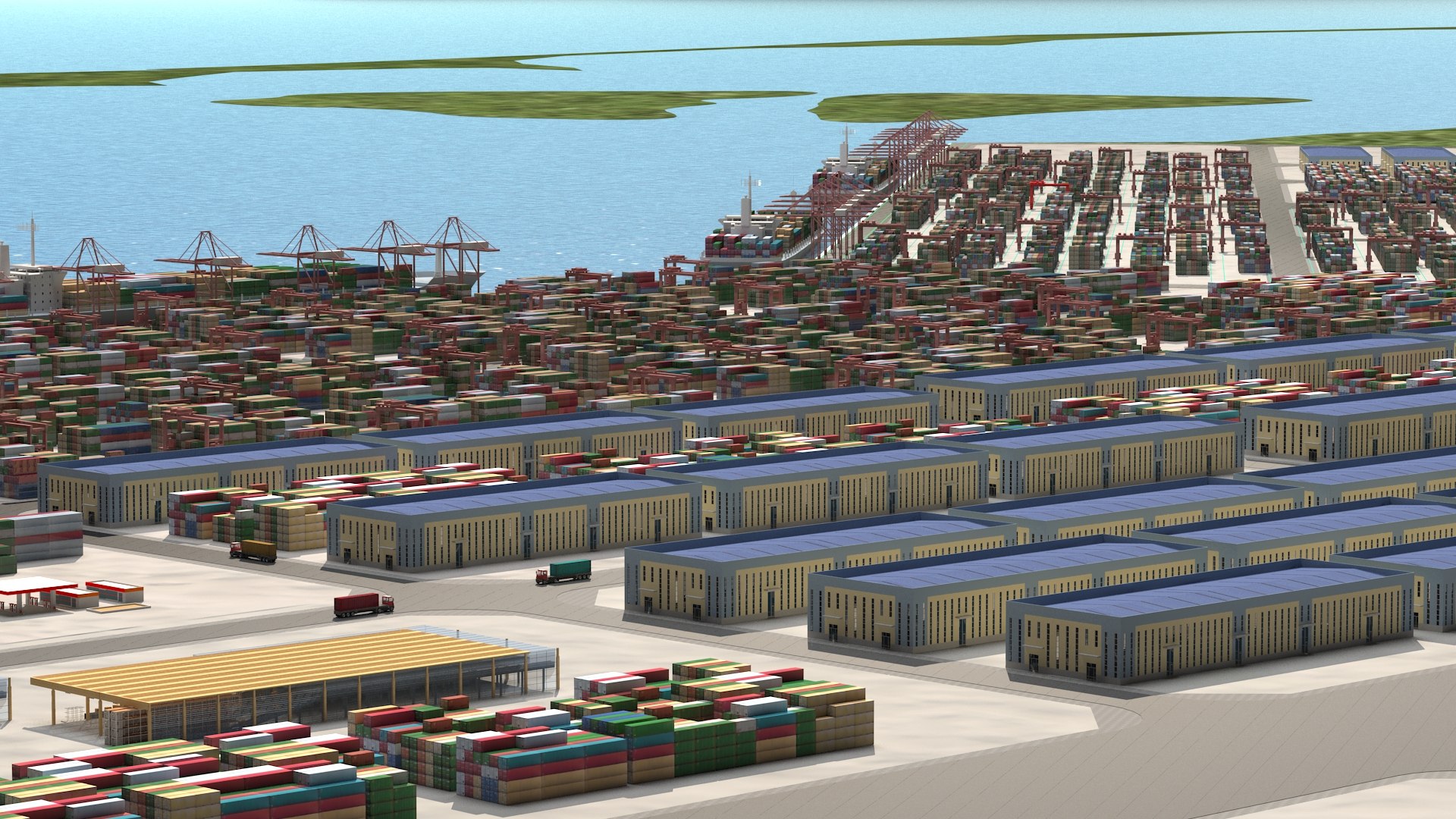 3D Container Terminal 01 Model - TurboSquid 2207620