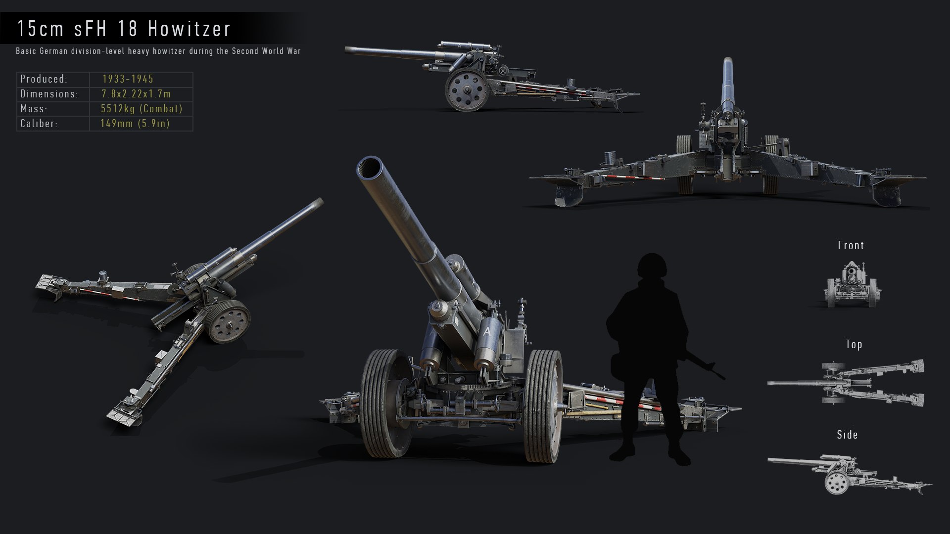 15cm sfh18 howitzer gameready 3D model - TurboSquid 1532938