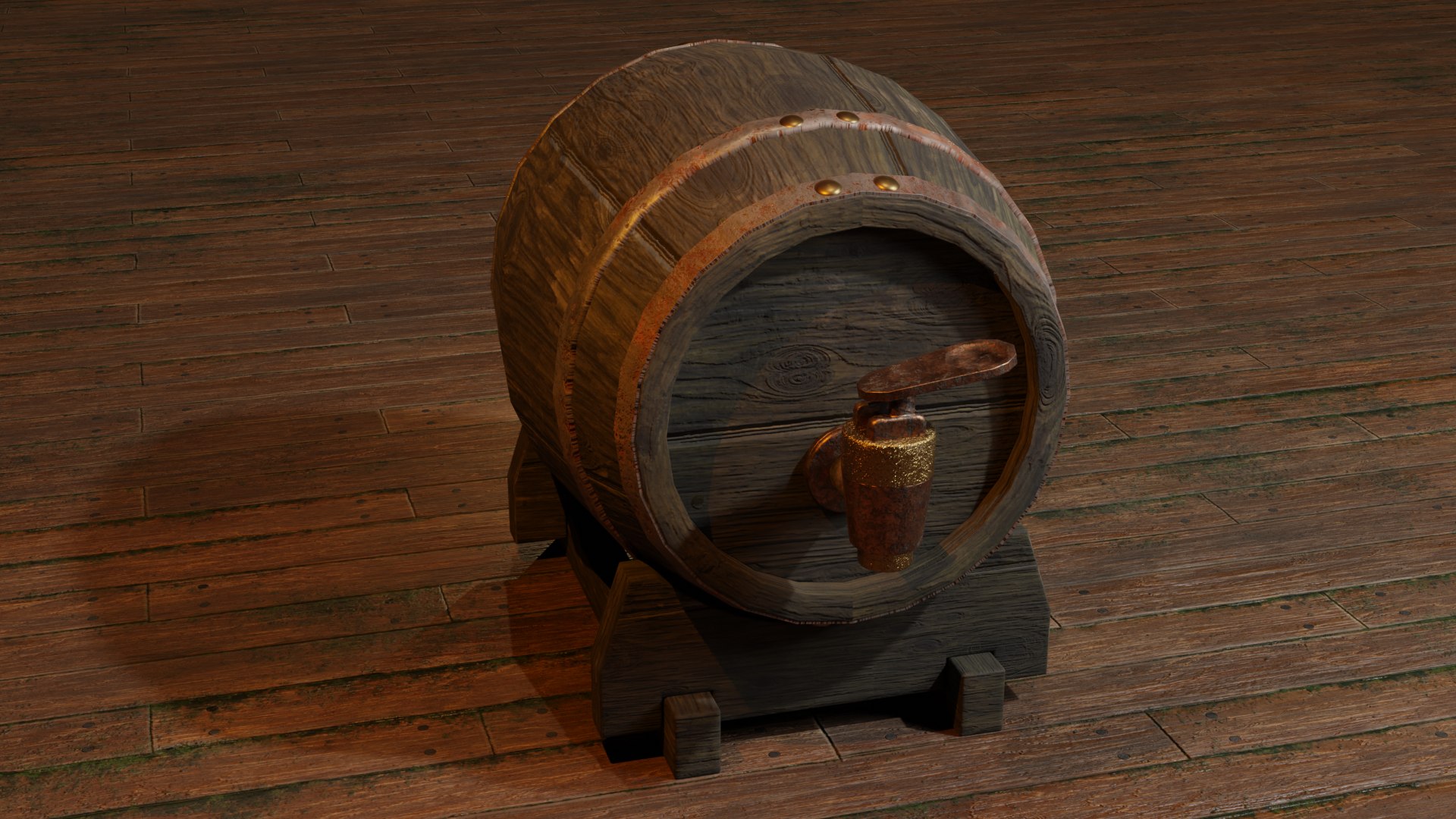 3D Wooden Barrel With A Tap - TurboSquid 2084846