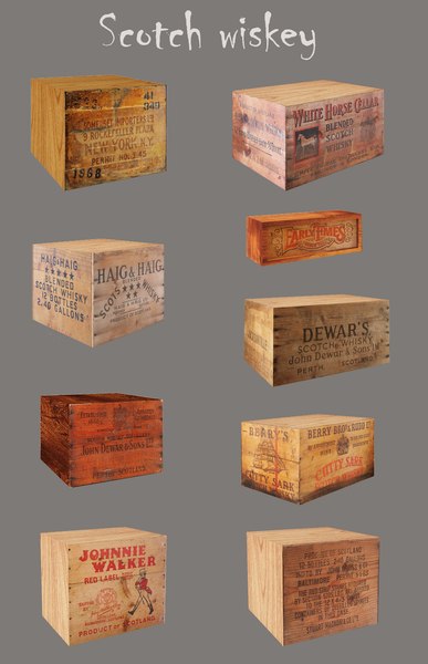 3d scotch whiskey boxes