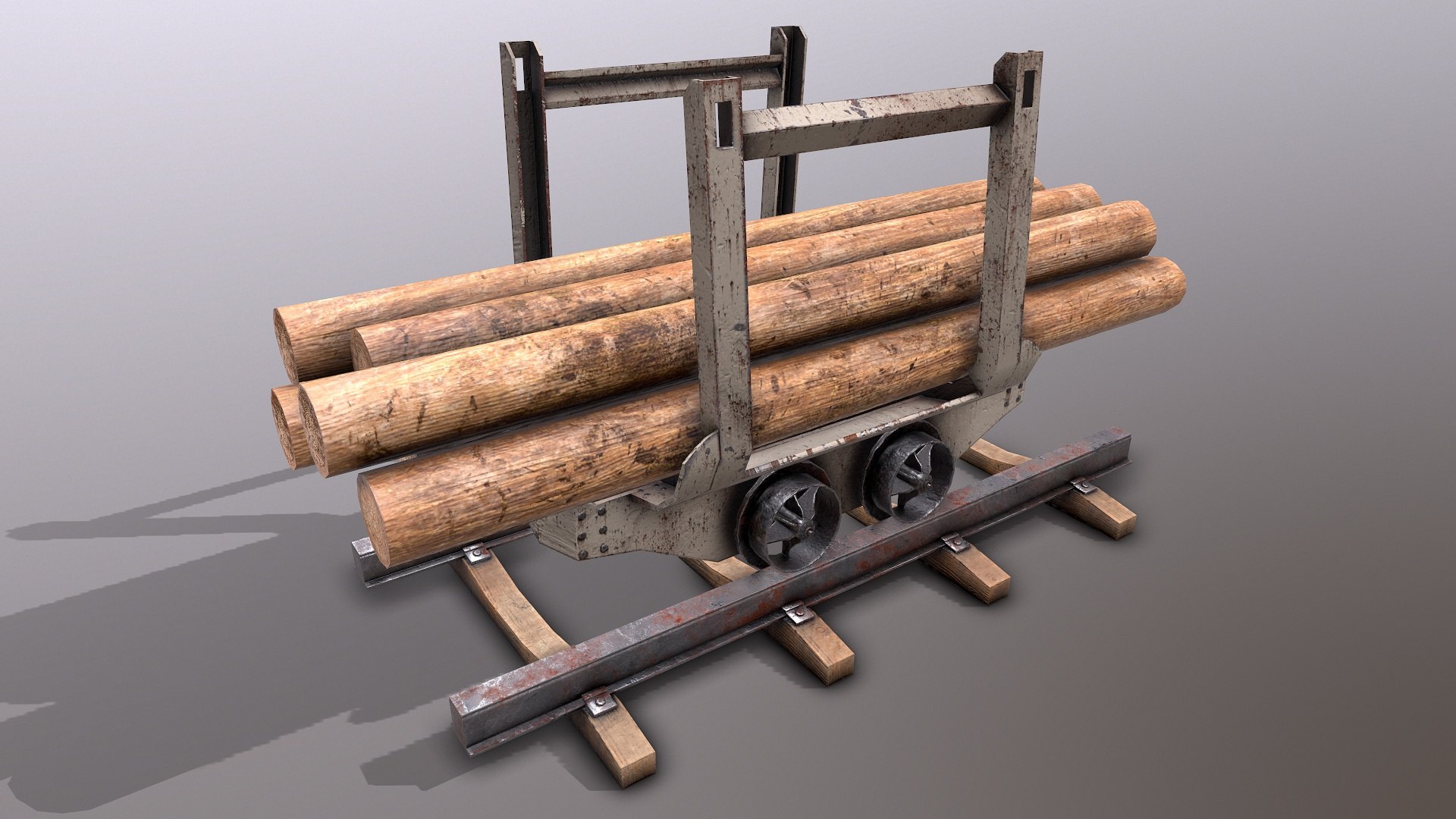 3D model Rail wagon and wood logs - TurboSquid 1735911