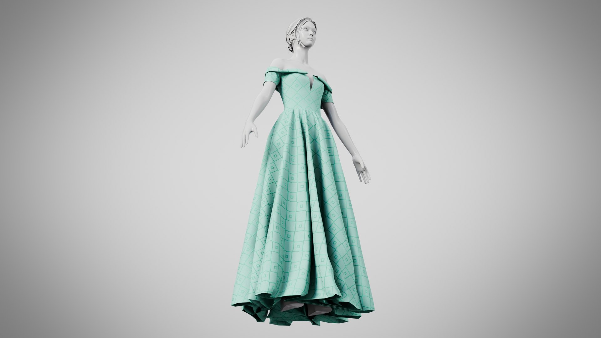 3D Dress 08 Cyan Model - TurboSquid 2440941