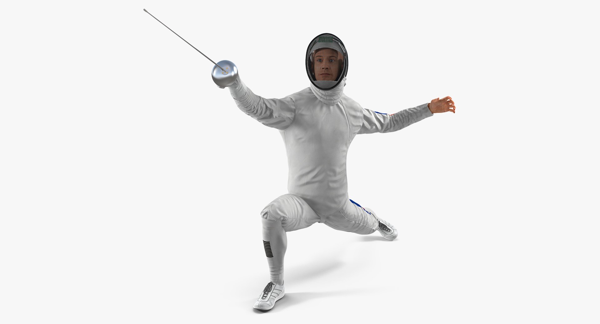 3D fencer lunge pose model - TurboSquid 1283870