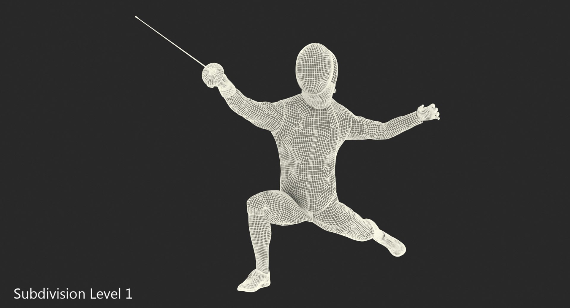 3D fencer lunge pose model - TurboSquid 1283870