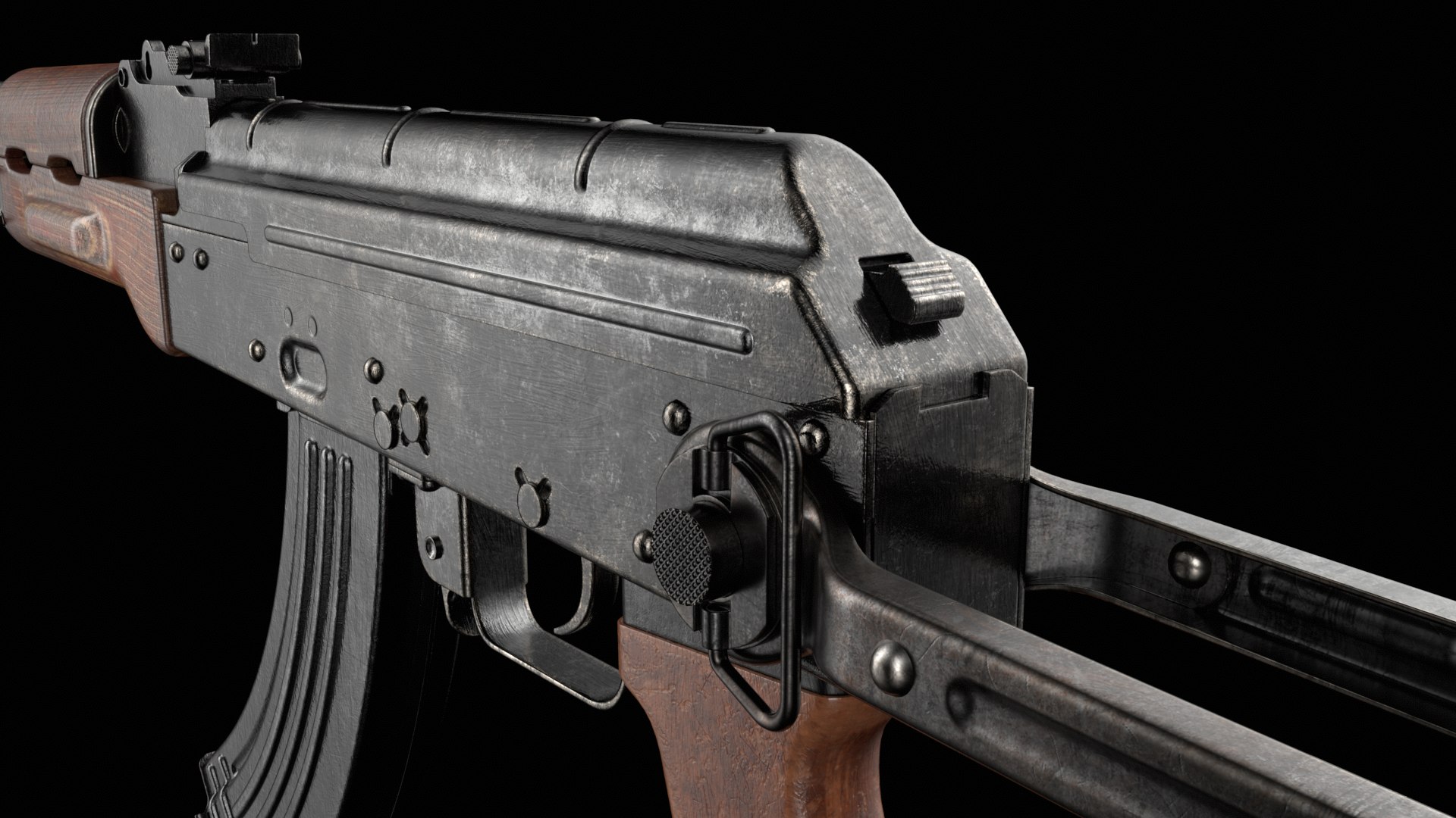 3D AKM AKMS Kalashnikov Assault Rifles Game Ready model - TurboSquid ...