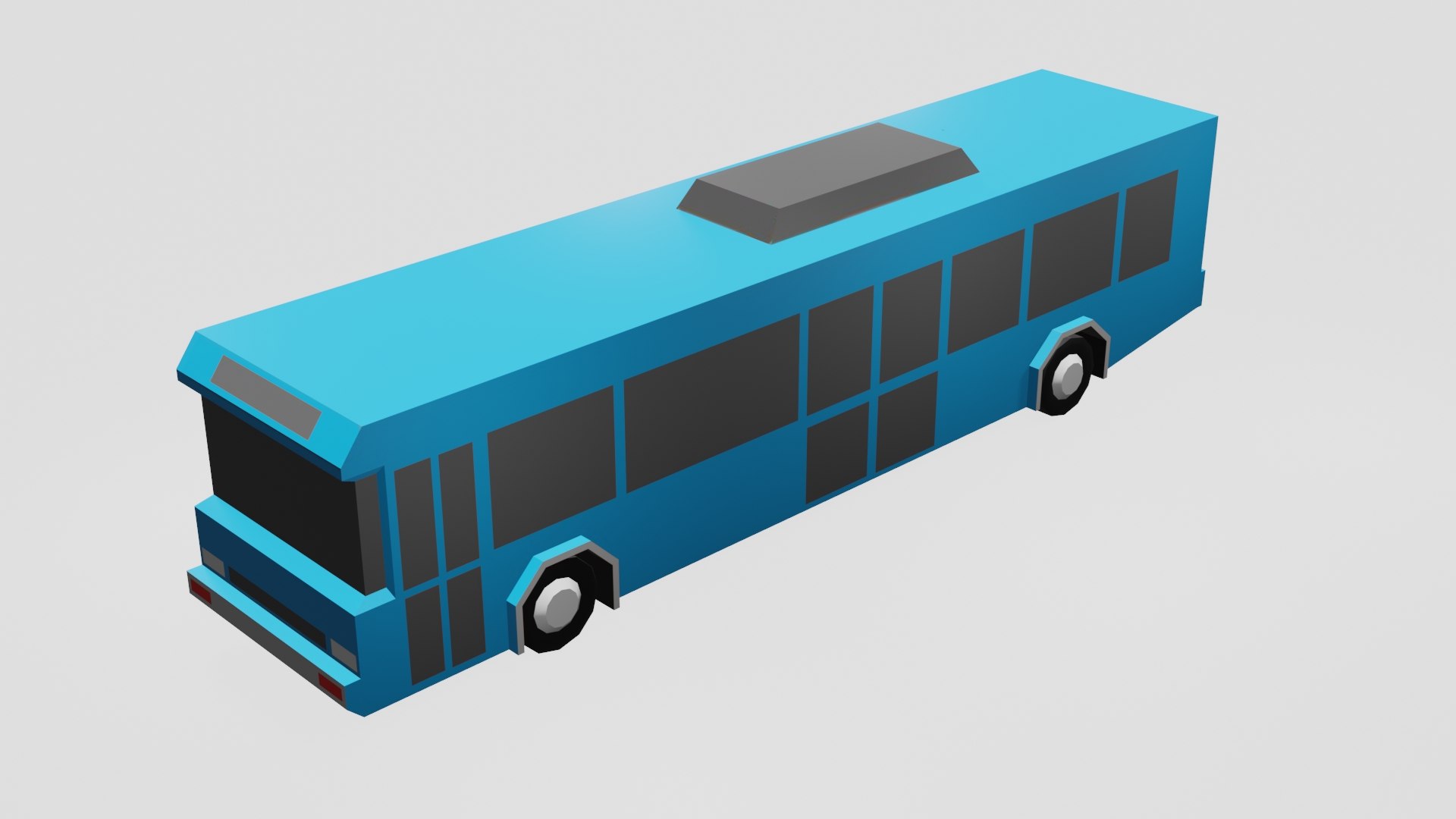 modelo 3d Low Poly Game Ready City Bus cartoon Blue - TurboSquid 2045809