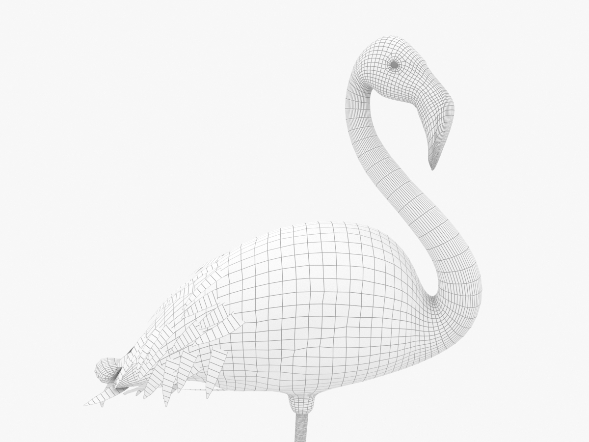 3d model flamingo pink white