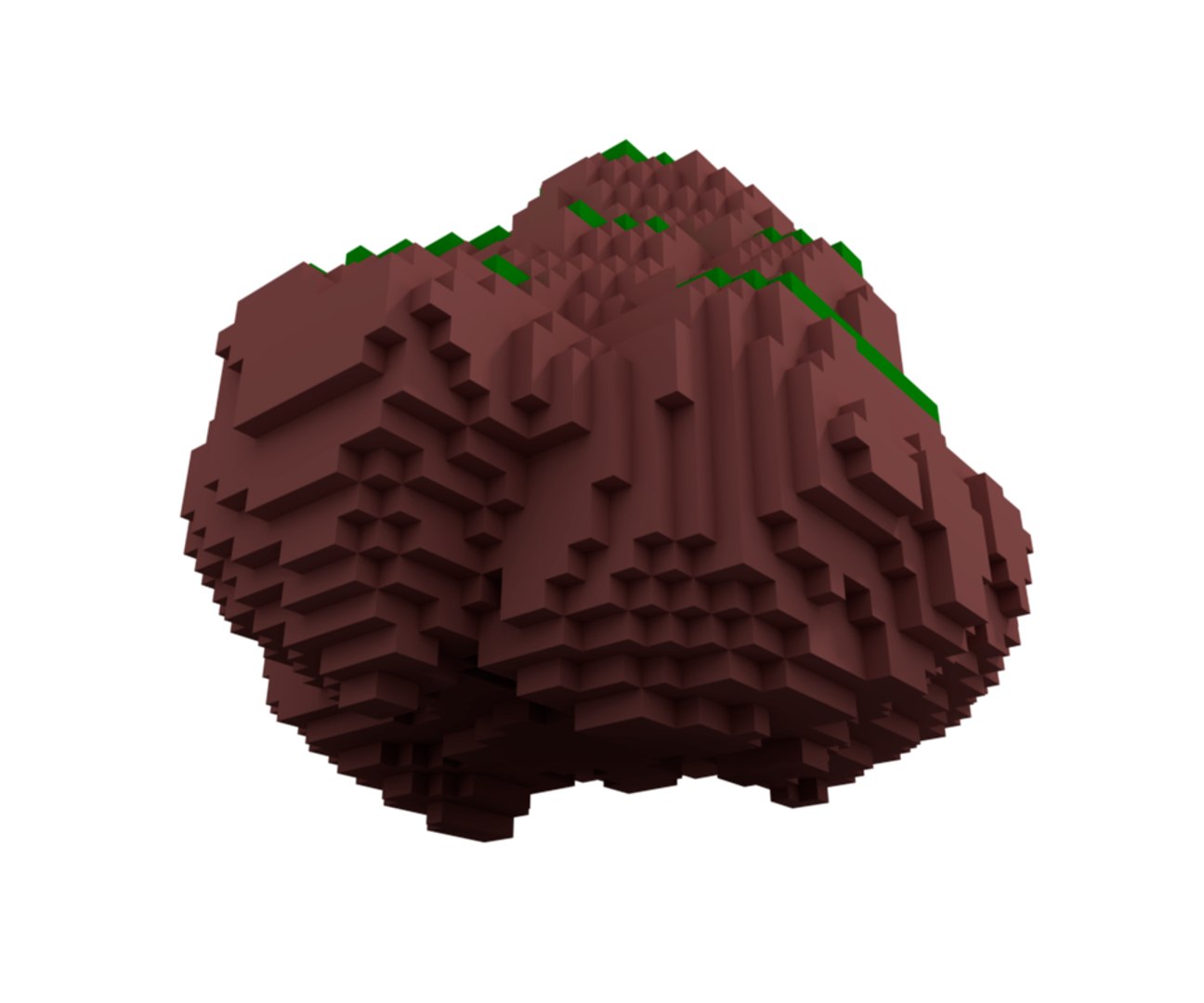 Free Obj Model Minecraft-style Floating Rock