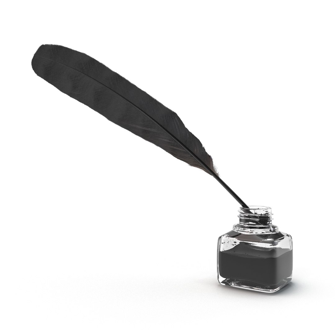 3d Model Of Ink Bottle Quill