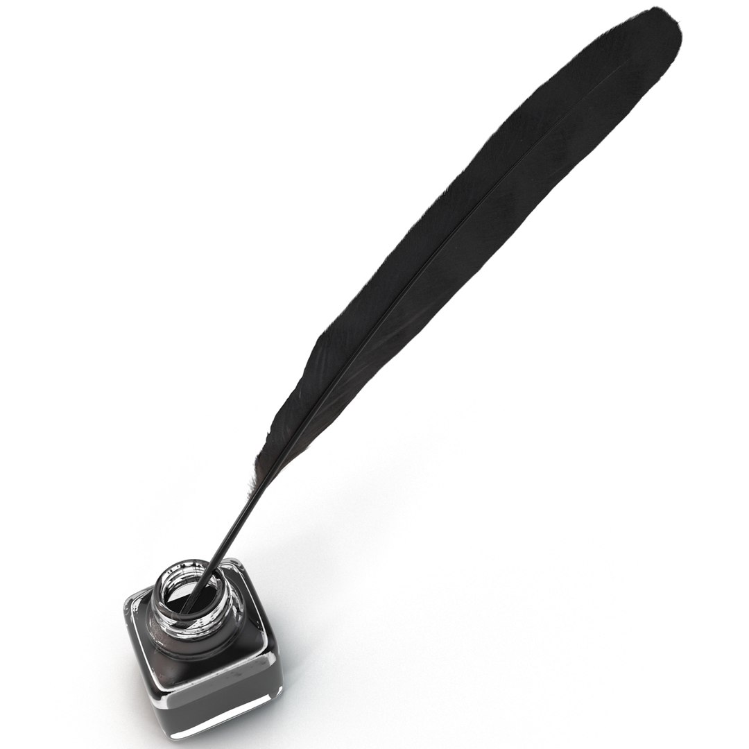 3d Model Of Ink Bottle Quill
