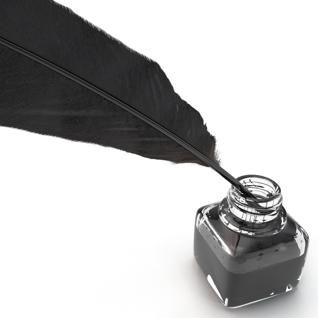 3d Model Of Ink Bottle Quill