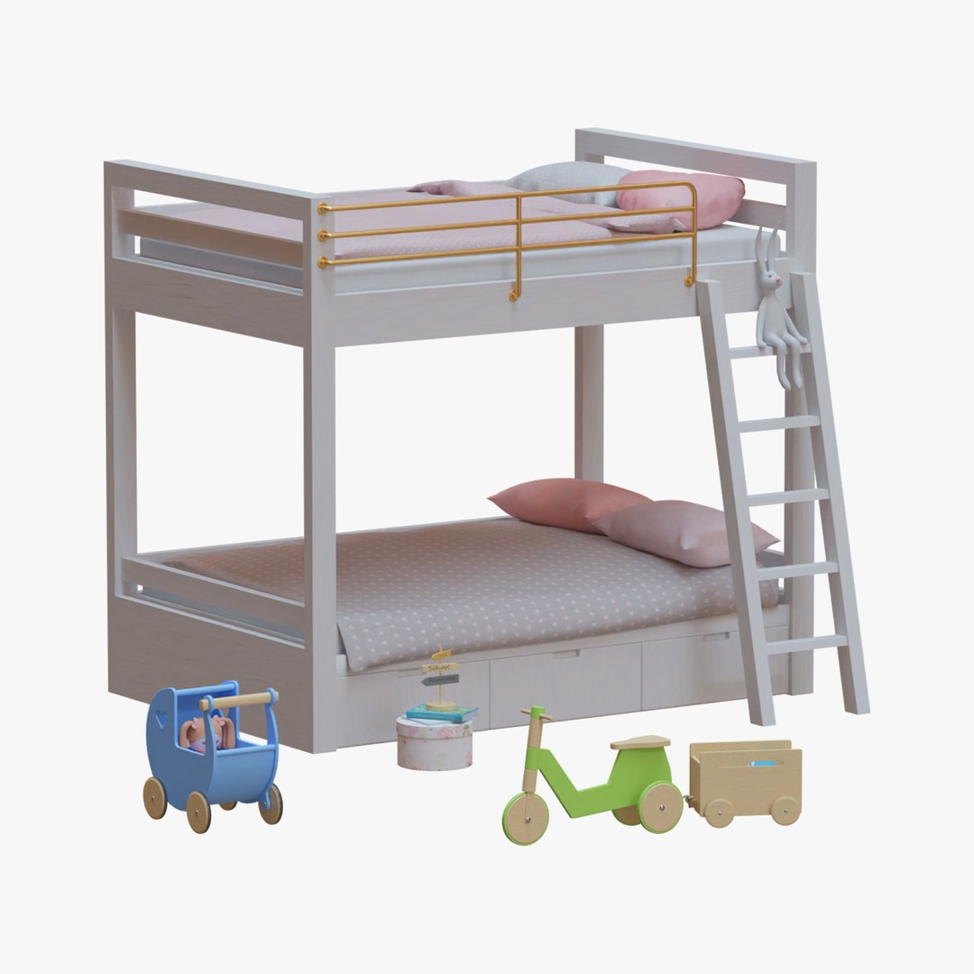 3D Model Bunk Bed Set - TurboSquid 2280356