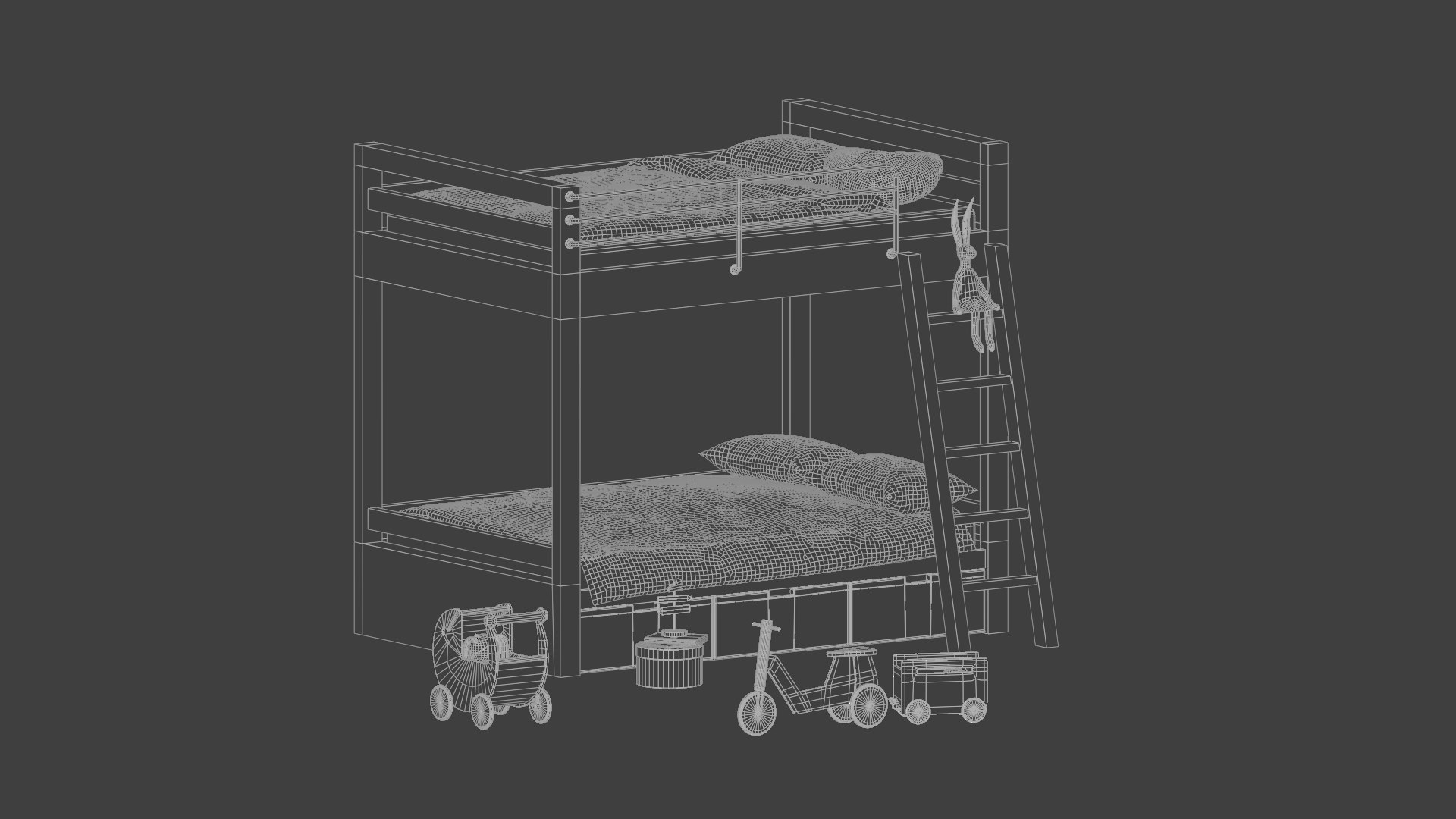 3D Model Bunk Bed Set - TurboSquid 2280356