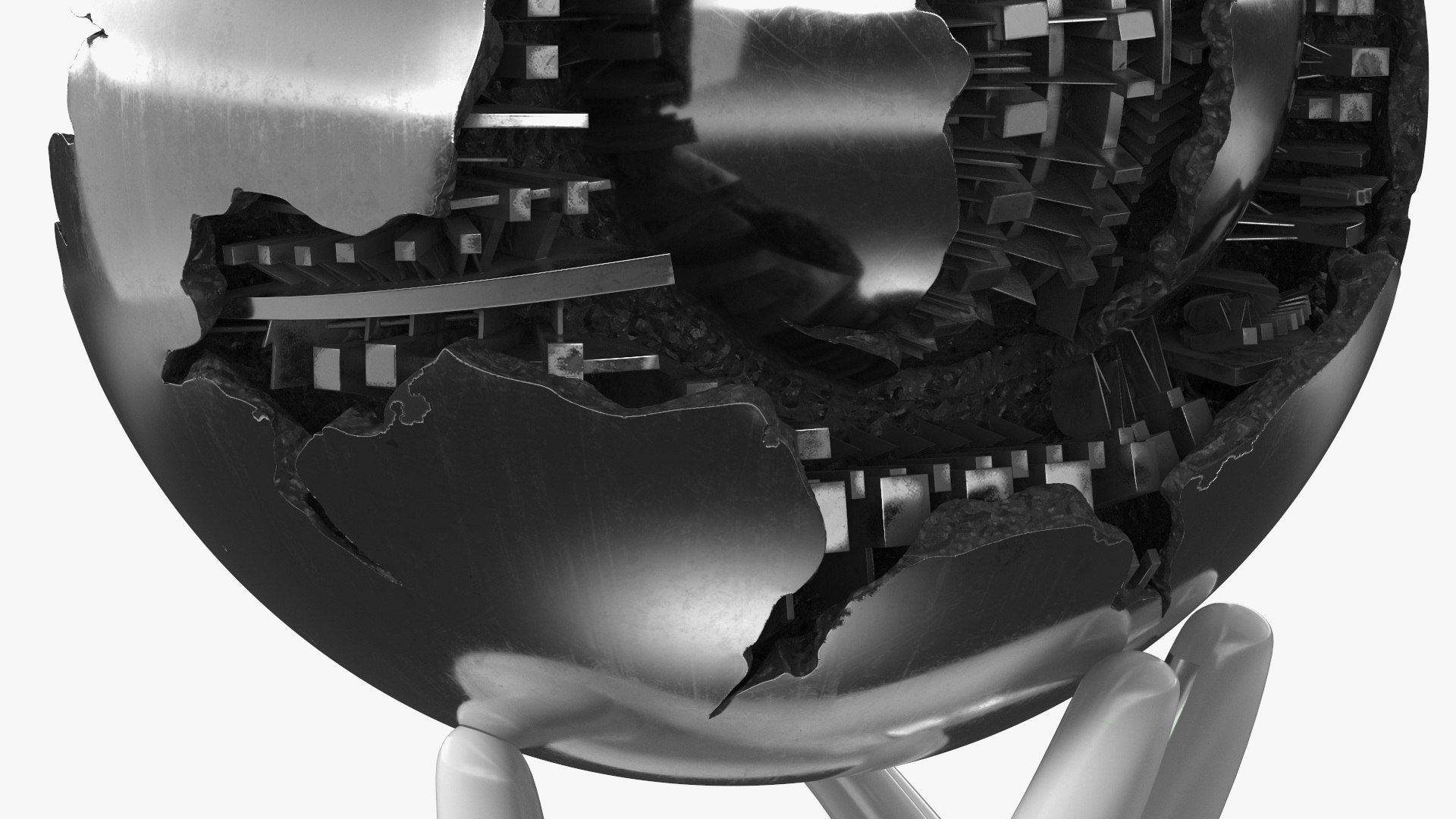 3D Fractured Sphere On Hand Sculpture - TurboSquid 2371541