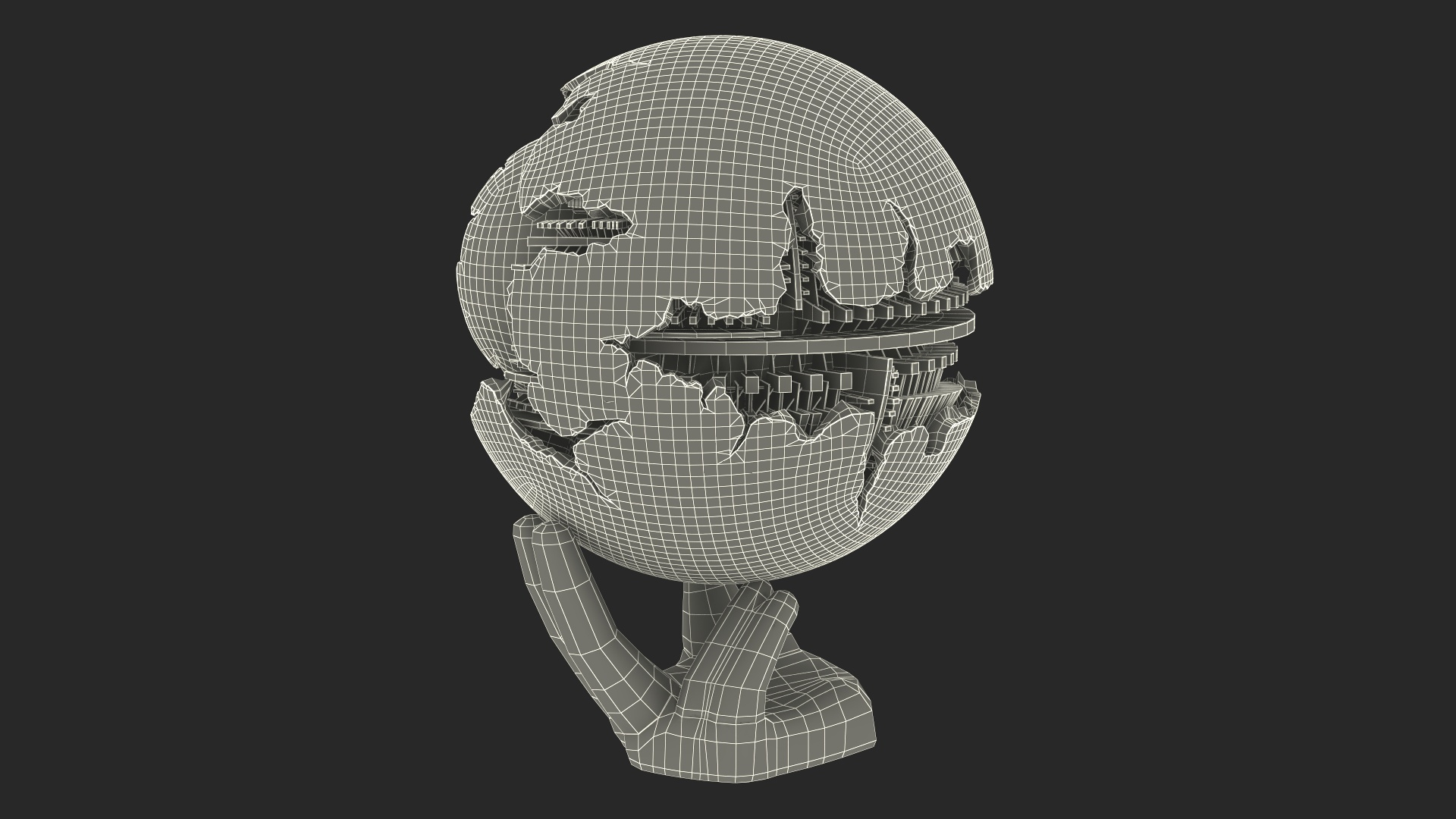 3D Fractured Sphere On Hand Sculpture - TurboSquid 2371541