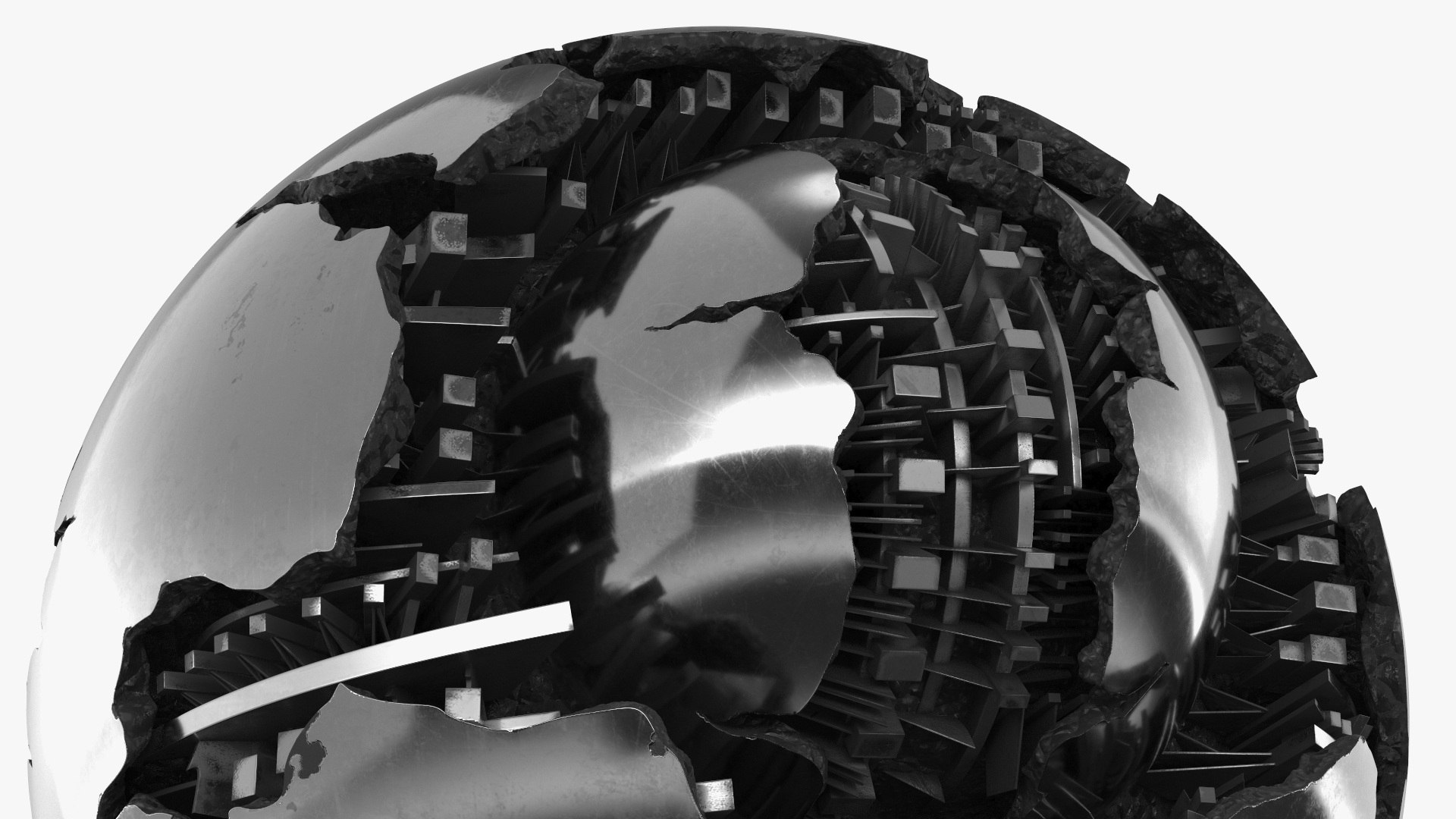 3D Fractured Sphere On Hand Sculpture - TurboSquid 2371541