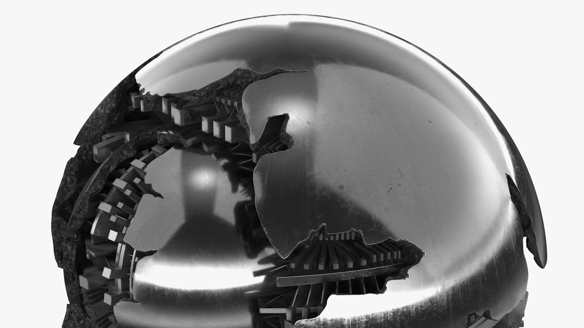 3D Fractured Sphere On Hand Sculpture - TurboSquid 2371541