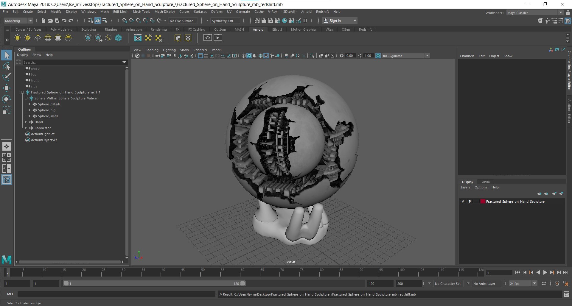 3D Fractured Sphere On Hand Sculpture - TurboSquid 2371541