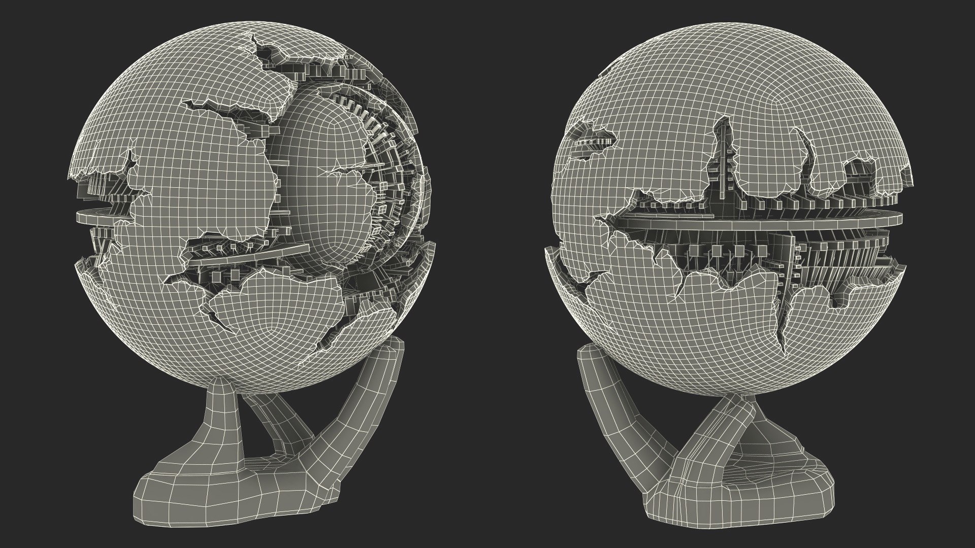 3D Fractured Sphere On Hand Sculpture - TurboSquid 2371541
