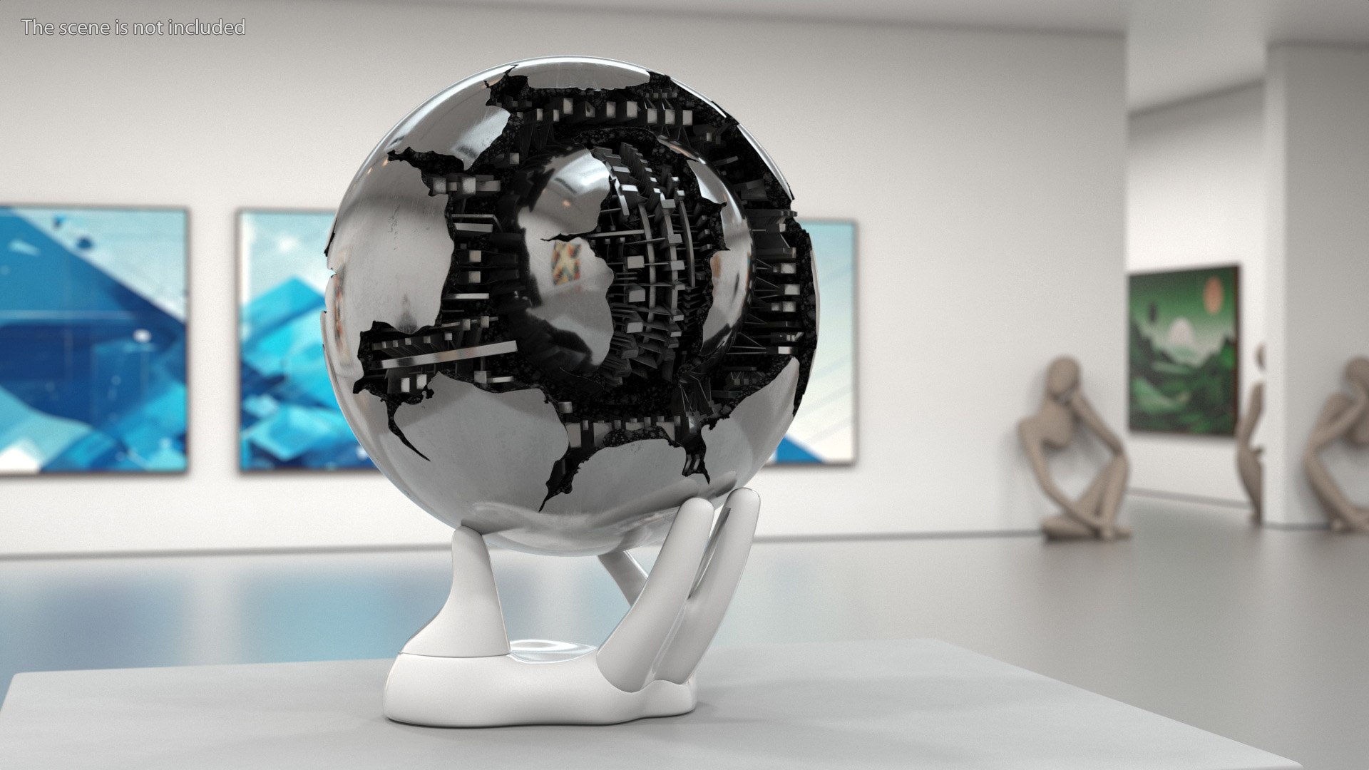 3D Fractured Sphere On Hand Sculpture - TurboSquid 2371541