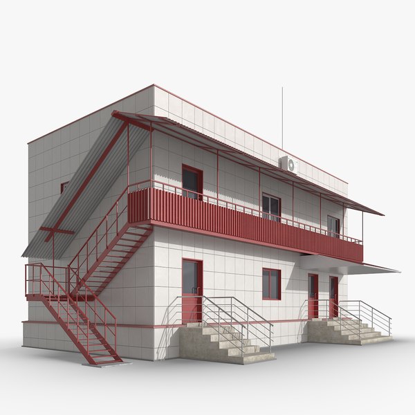 3D модель Модульное административное здание Белый фасад - TurboSquid ...