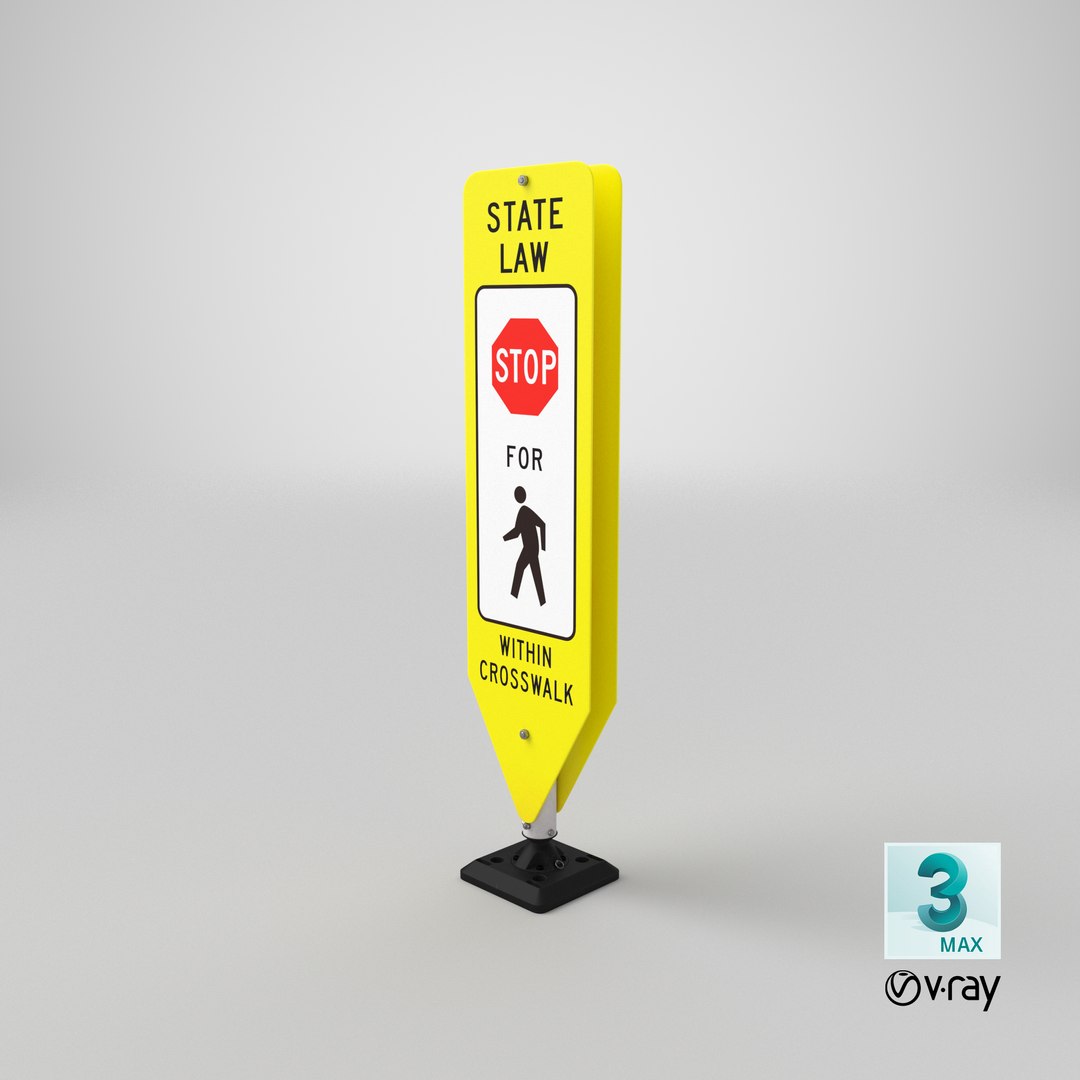 Crosswalk Sign Stop And Yield Single And Multiple 3D Model - TurboSquid ...