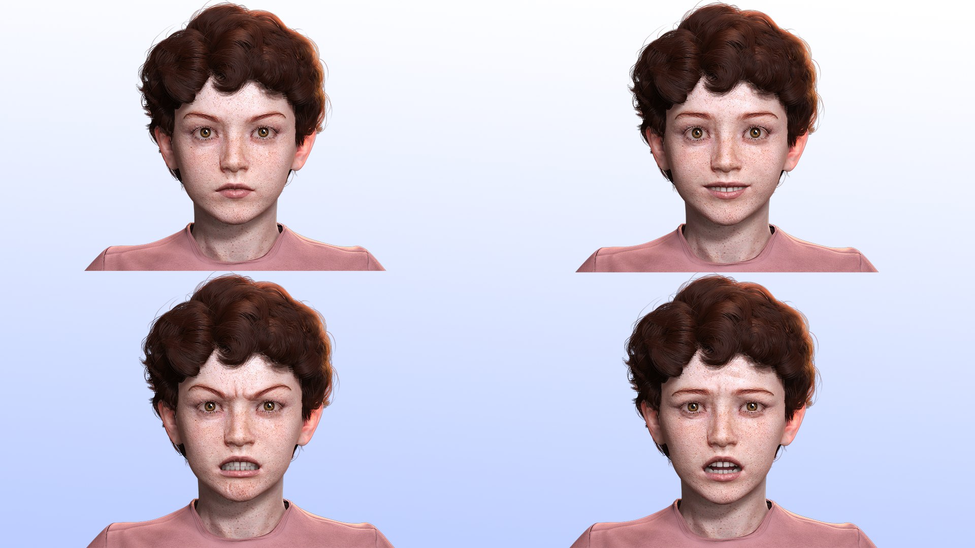 3D Ethan - Realistic Child With Freckles Kid Low-poly - TurboSquid 2217263