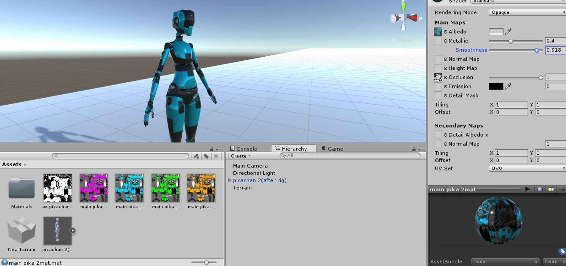 3d robot girl pika model