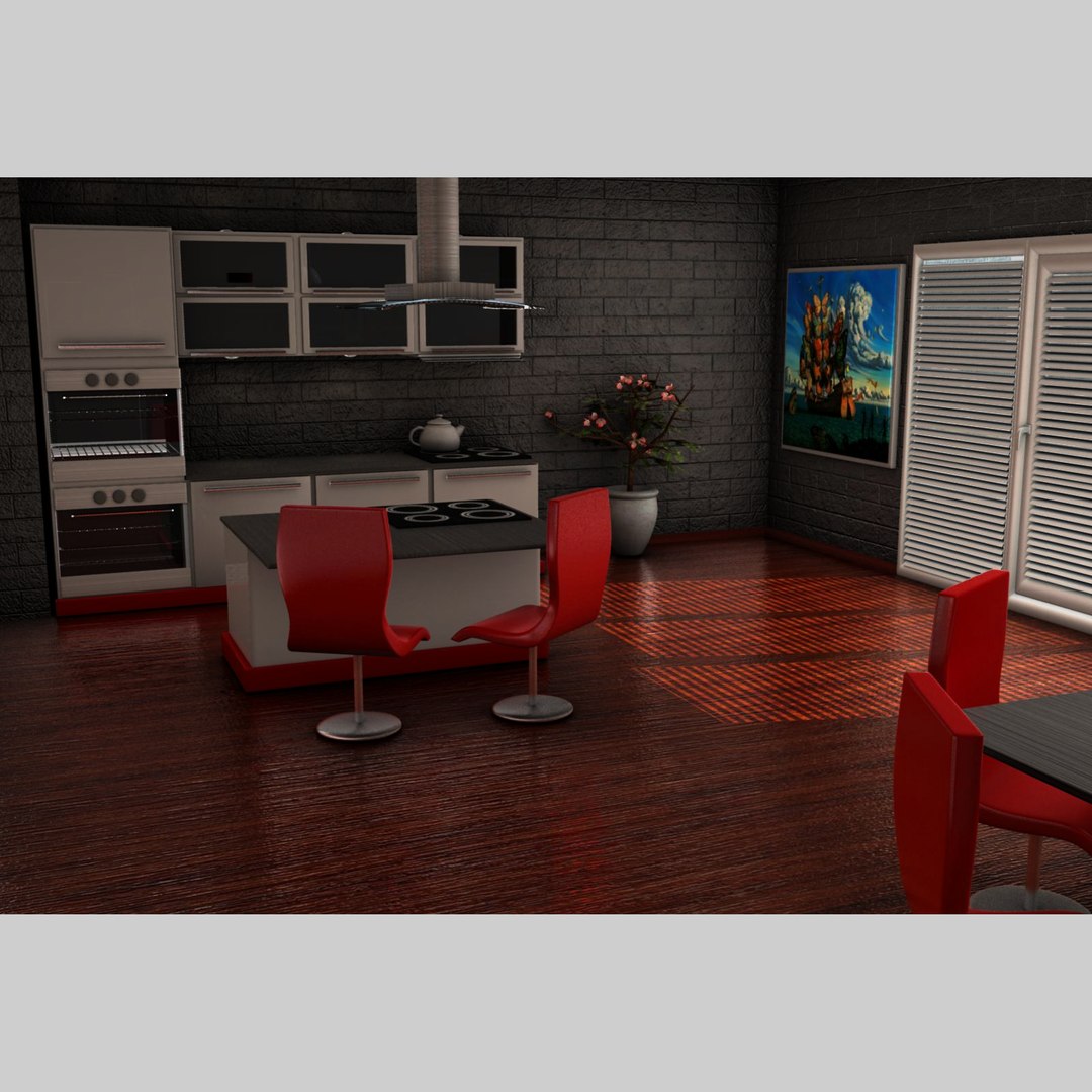 3d Model Of Home Kitchen Interior