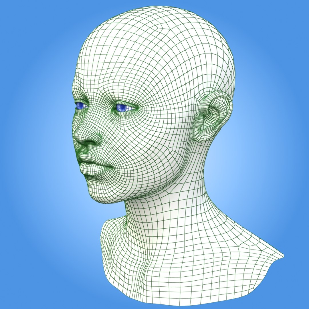 Polygonal Female Head 3d C4d