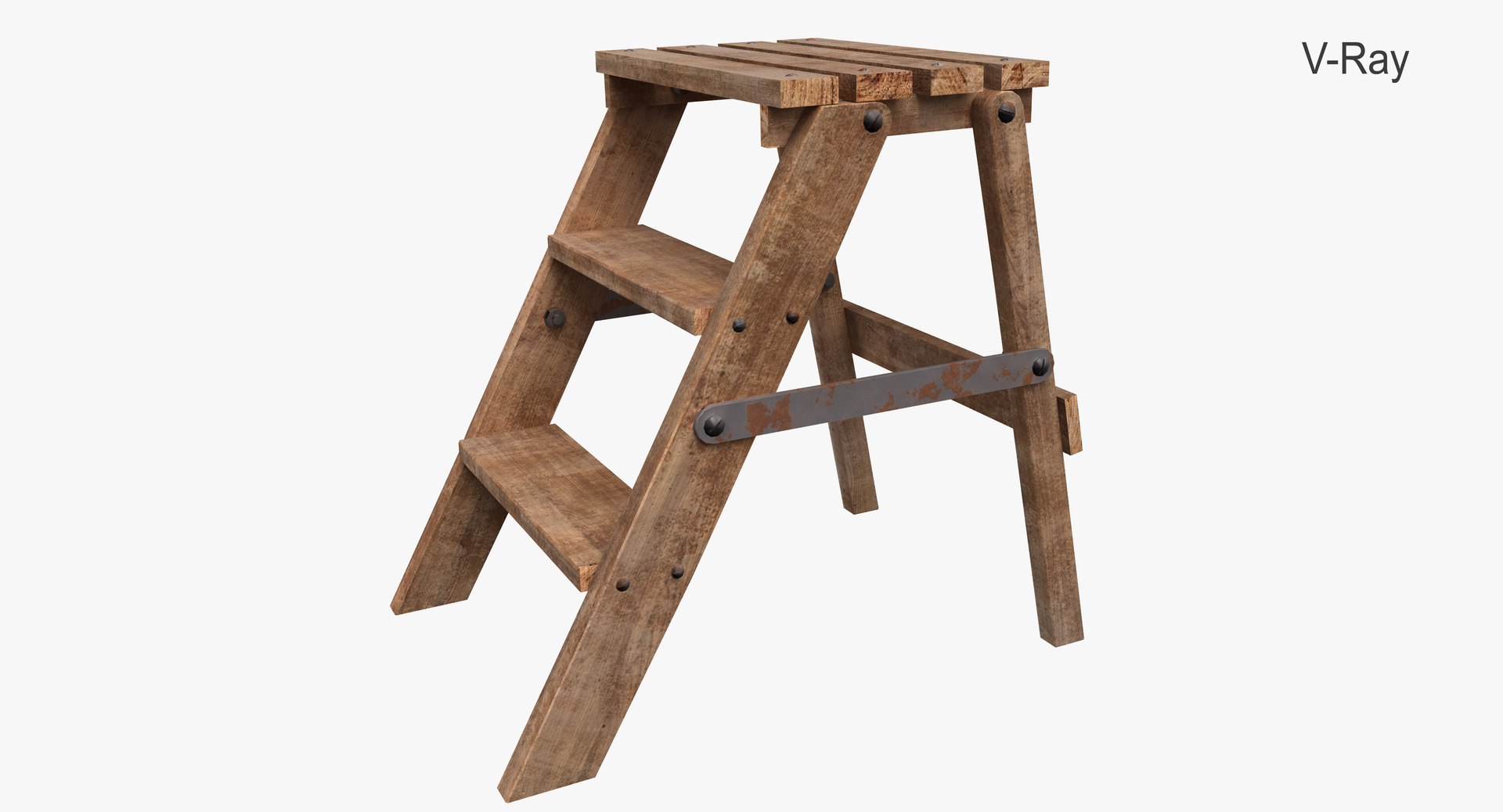 Ladder Step Wood 3d Model