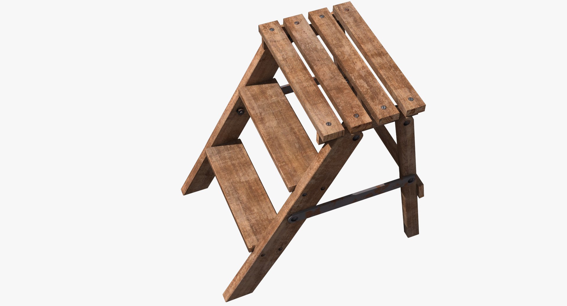 Ladder Step Wood 3d Model