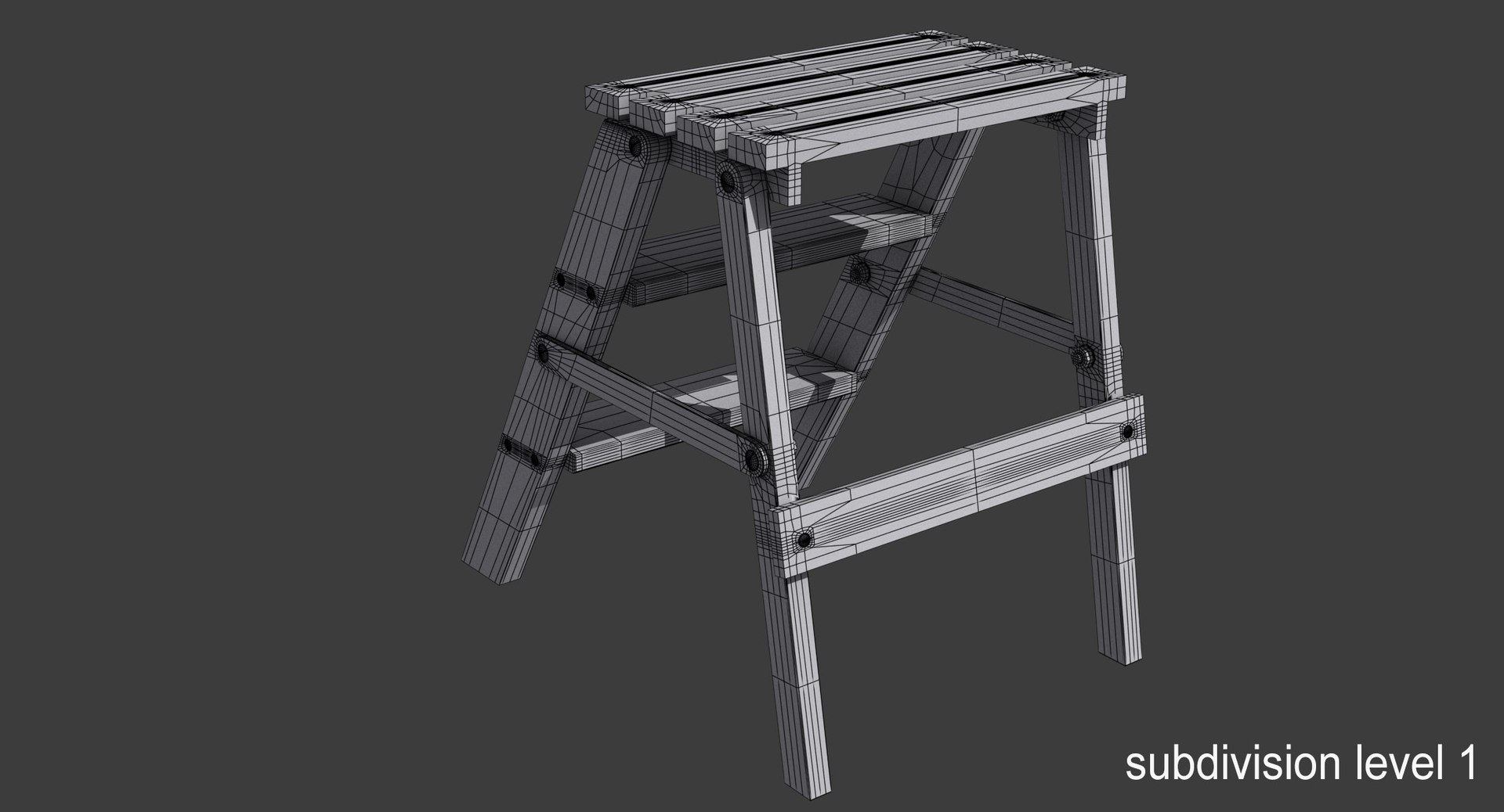 Ladder Step Wood 3d Model