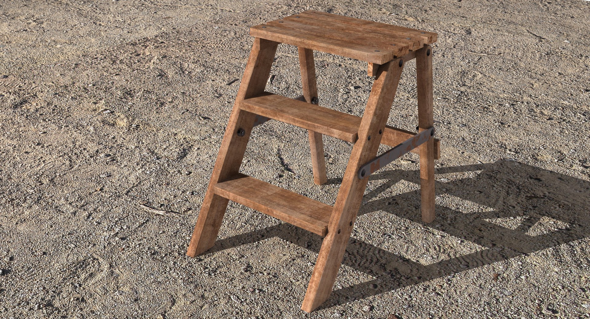 ladder step wood 3d model
