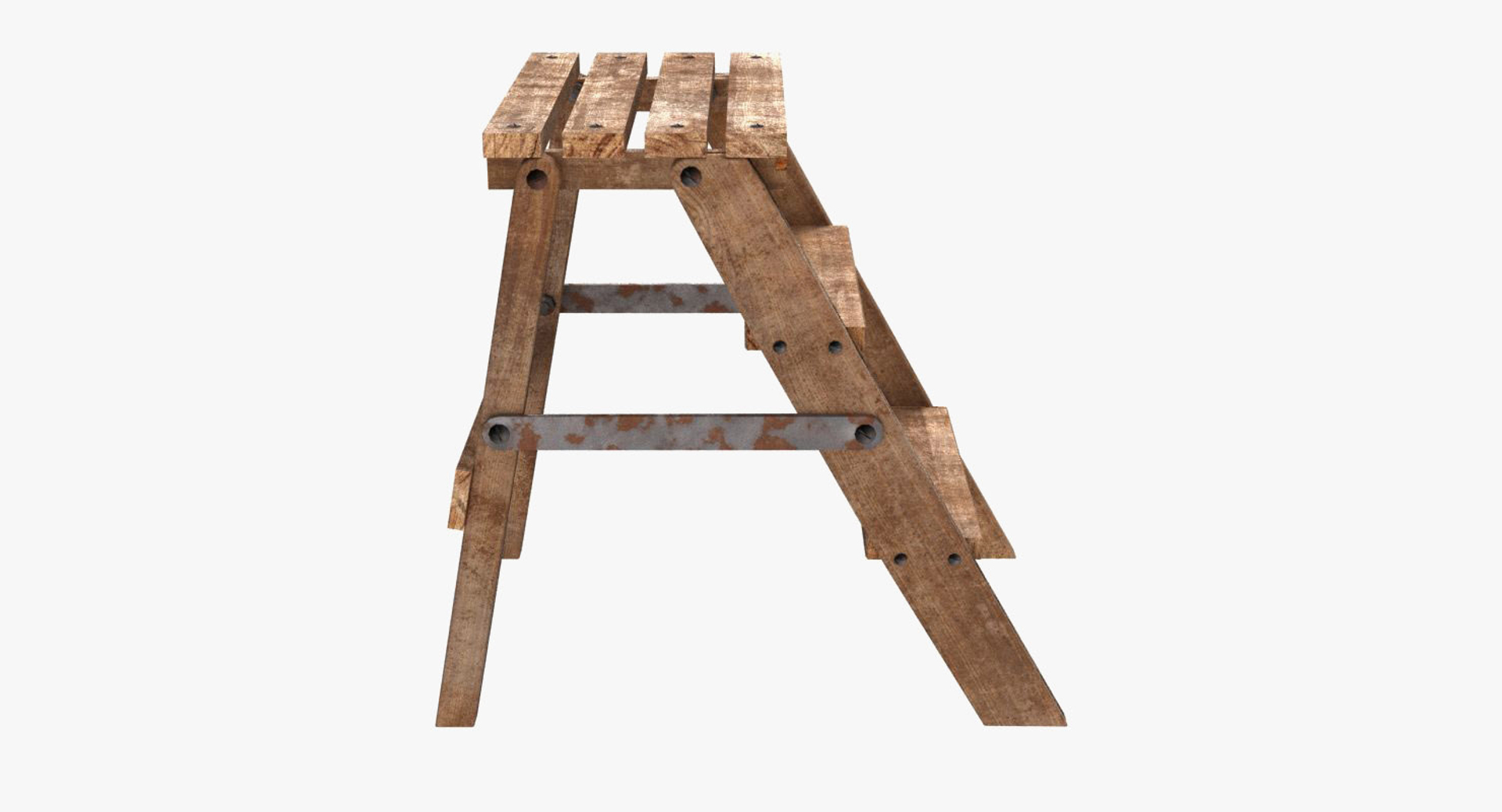 Ladder Step Wood 3d Model