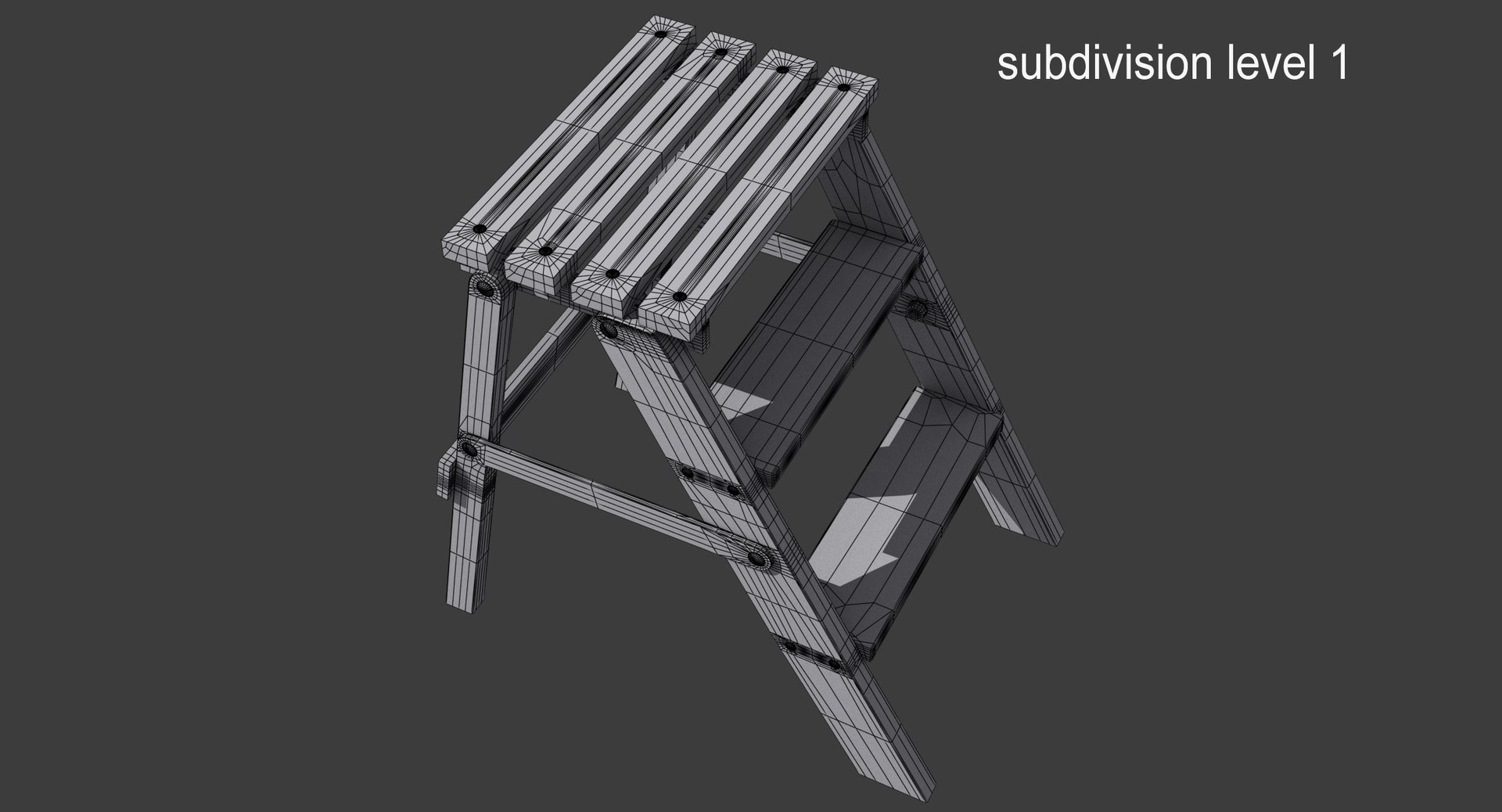Ladder Step Wood 3d Model