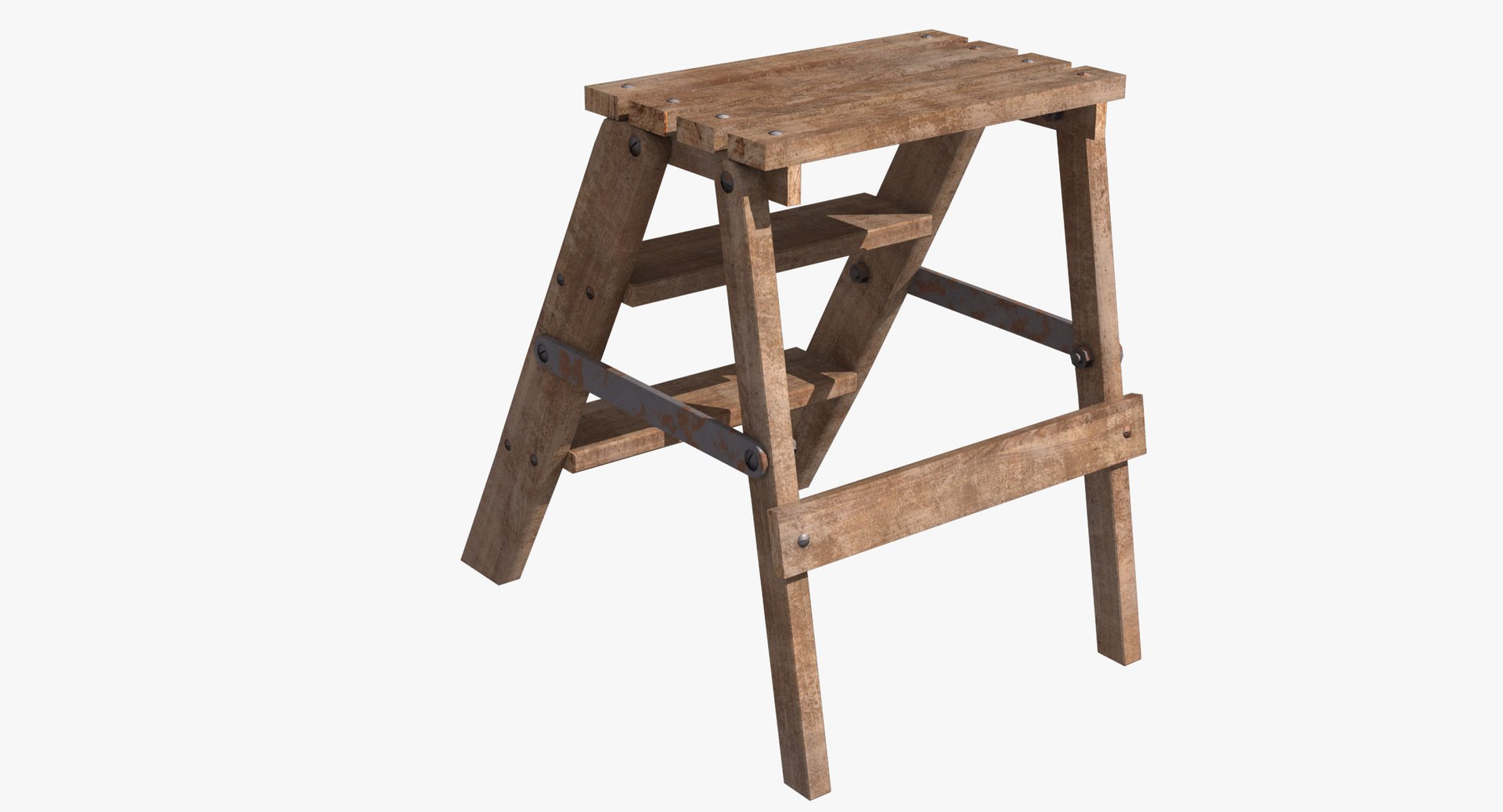 Ladder Step Wood 3d Model